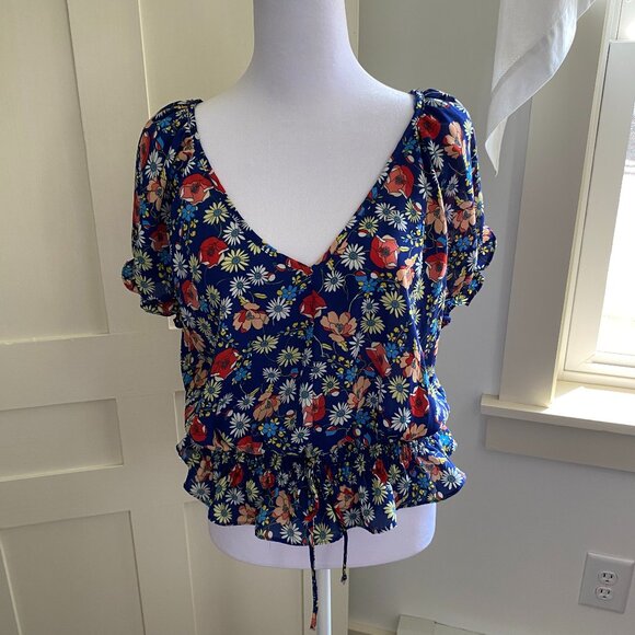 Sienna Sky | Tops | Sienna Sky Blue Floral Peplum Blouse Size Large | Poshmark